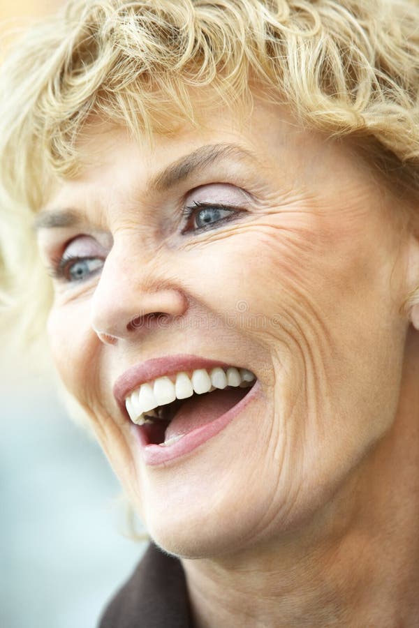 Portrait of Senior Woman Laughing Stock Photo - Image of headshot ...