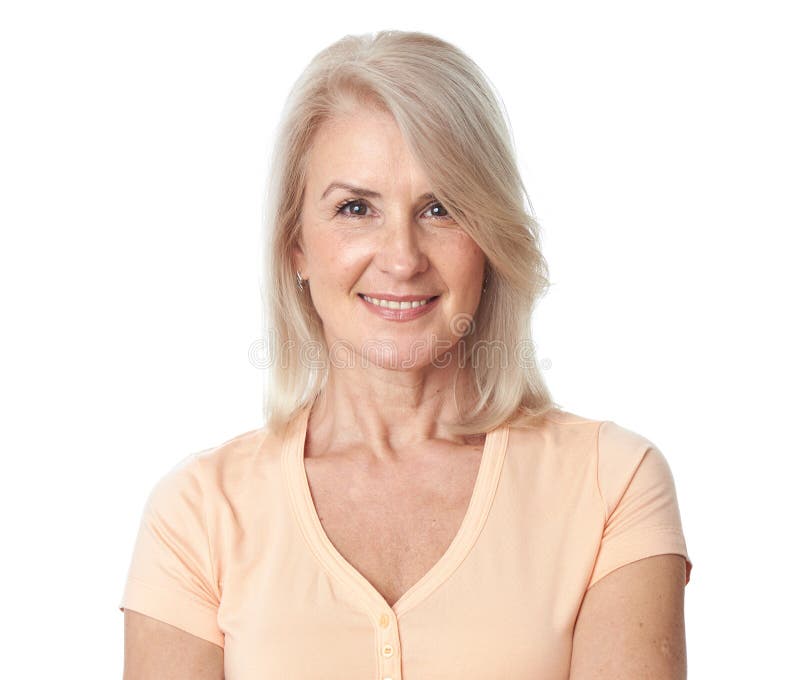 Portrait Of A Senior Woman Is Smiling Cheerful Old Lady Stock Image