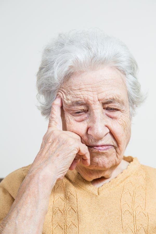 Portrait of Senior Woman Thinking Stock Photo - Image of grey, people ...