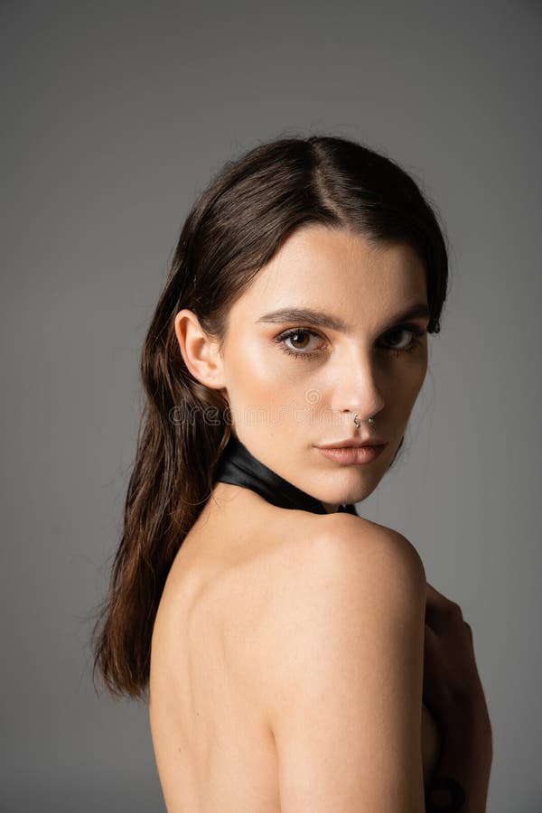 Portrait Of Sensual And Shirtless Woman Stock Image Image Of Model