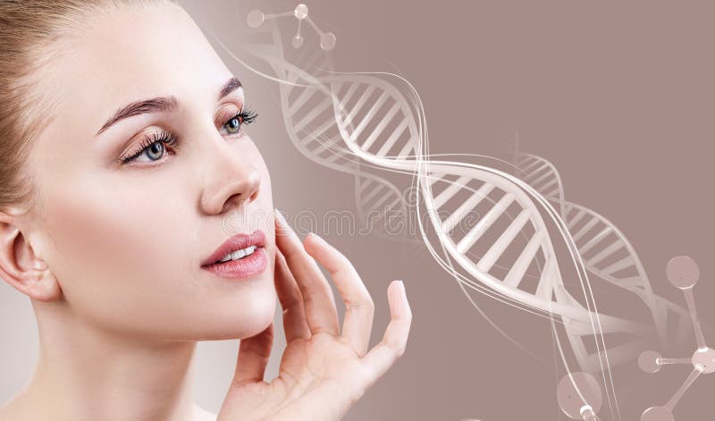 Portrait of Sensual Woman in DNA Chains. Stock Image - Image of ...