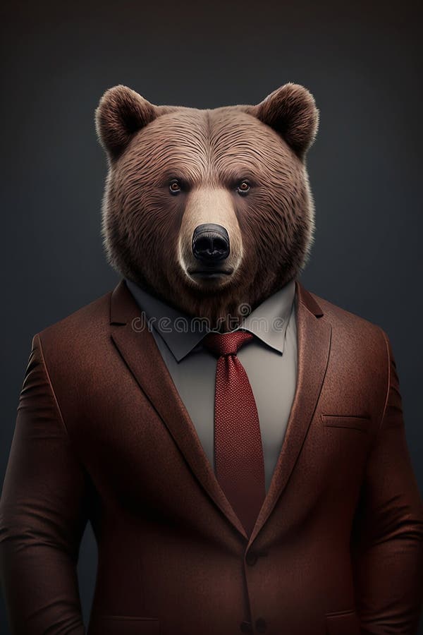 Portrait of Serious Bear in Suit Stock Illustration - Illustration of ...
