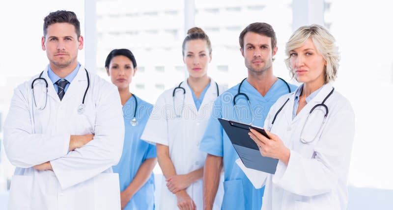 Portrait of Serious Confident Group of Doctors Stock Photo - Image of ...