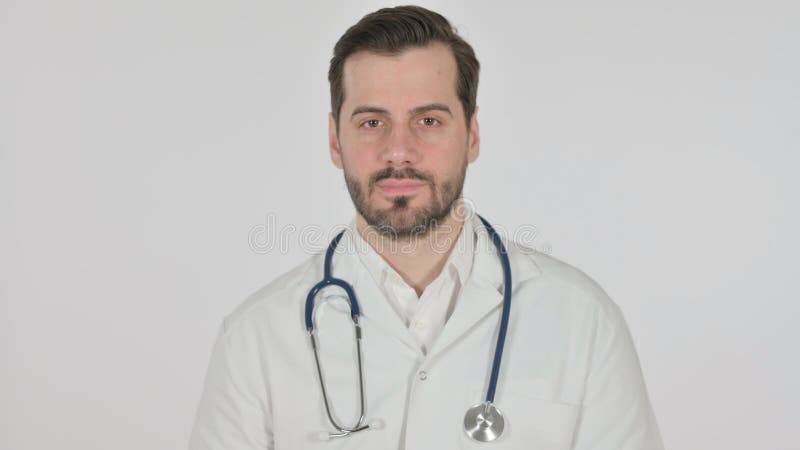 Portrait of Serious Doctor Looking at the Camera, White Screen Stock ...
