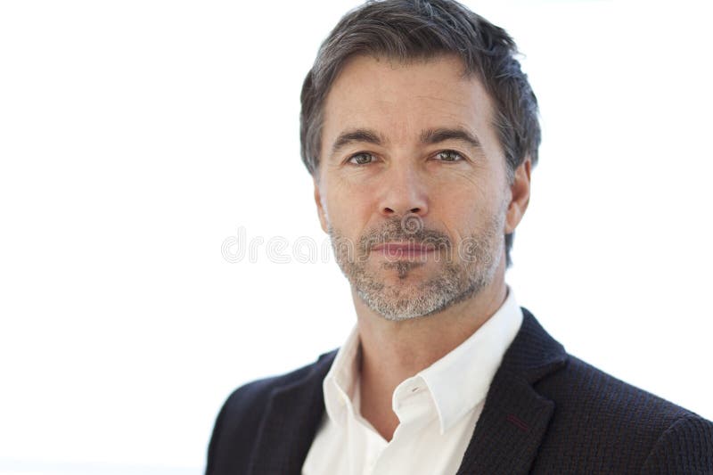 Portrait of a Serious Handsome Man Isolated on White Stock Image ...