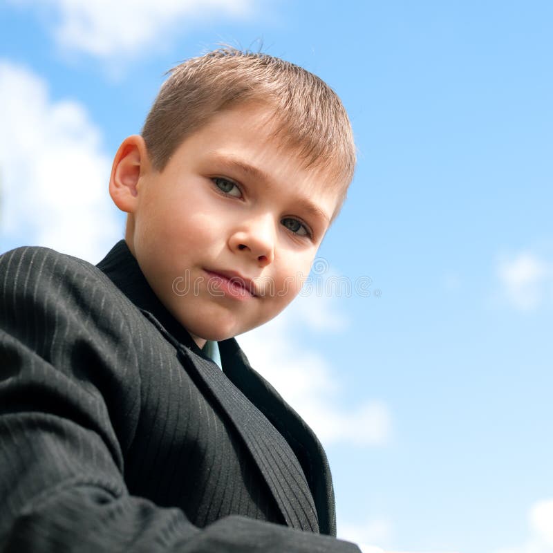 Portrait of a Serious Kid Outdoors Stock Image - Image of pensive ...