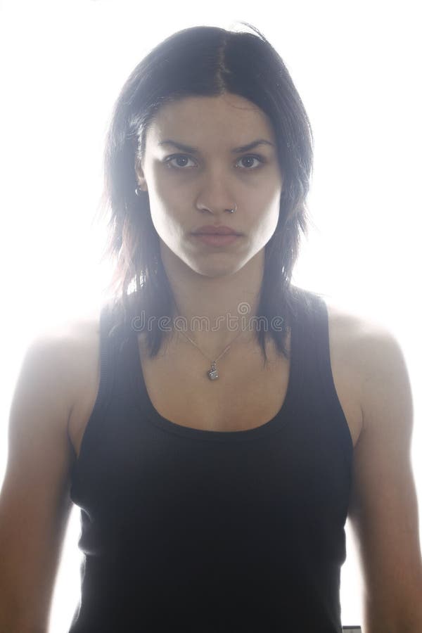 Portrait of a Serious Lady stock photo. Image of finger - 45137586