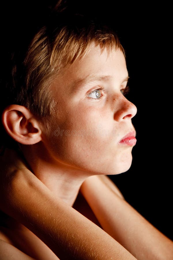 Portrait of a Serious Looking Boy Stock Image - Image of abuse ...