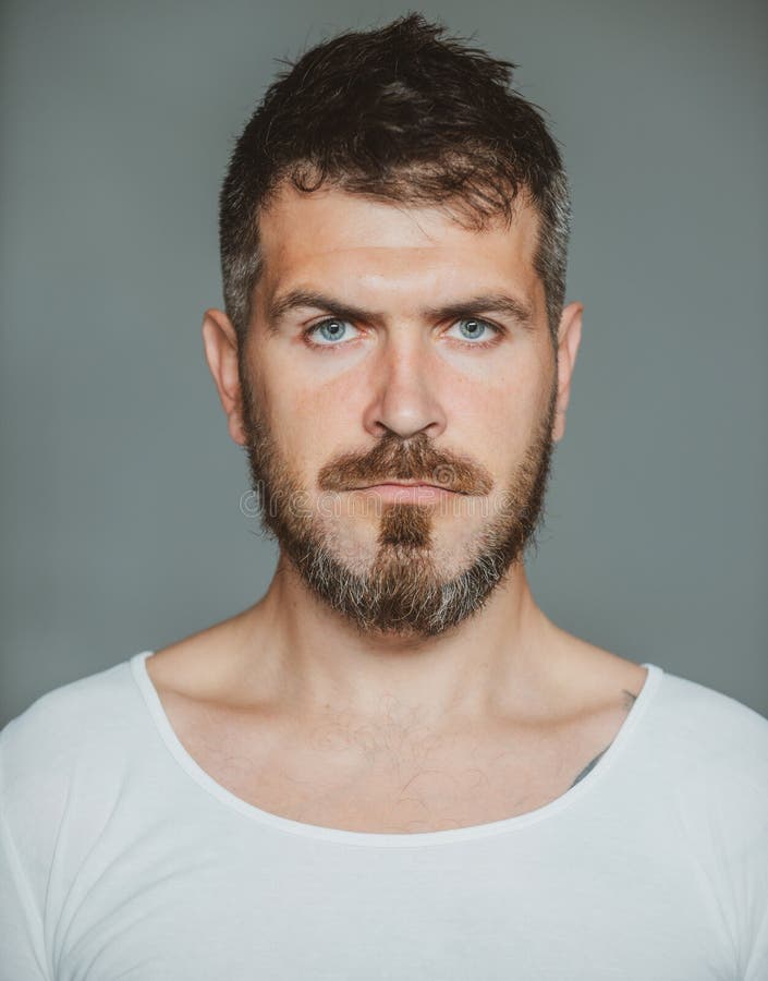 Portrait of Serious Man. Man Portrait. Bearded Guy. Human Expression ...