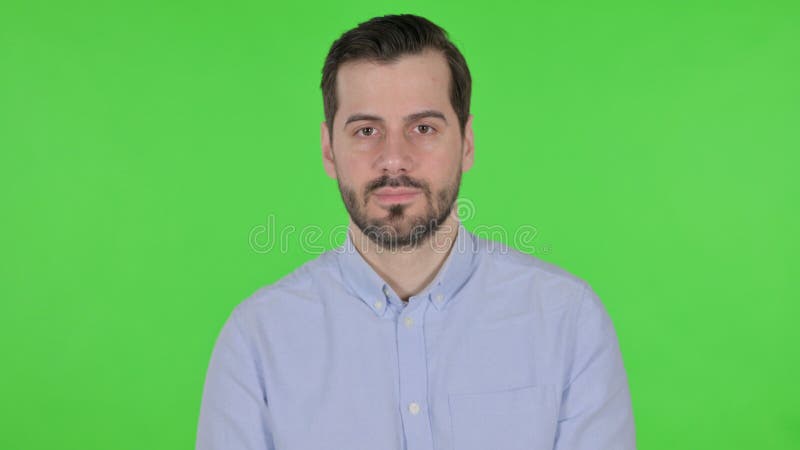 Portrait of Serious Man Looking at the Camera, Green Screen Stock Photo ...