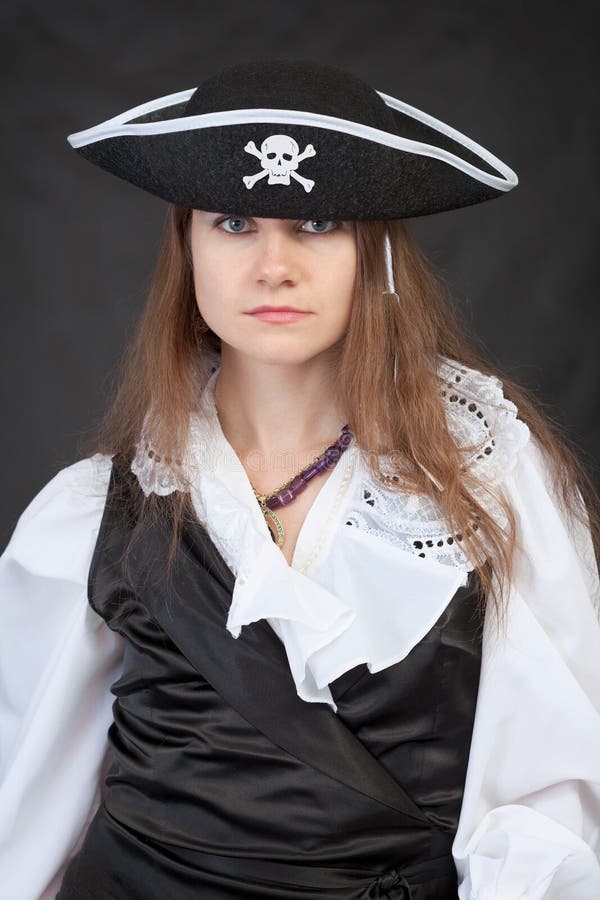 Portrait of Serious Pirate Woman in Hat Stock Photo - Image of human ...