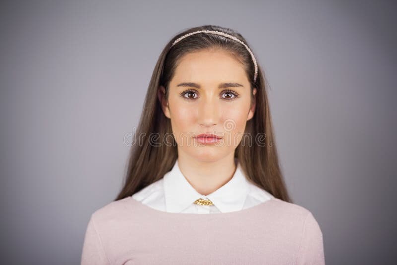 Portrait of Serious Pretty Model Posing Stock Image - Image of styl ...