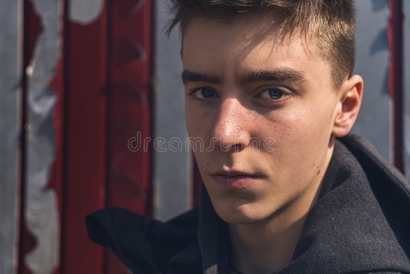 Serious Young Man in a Black Hoodie Stock Image - Image of confident ...