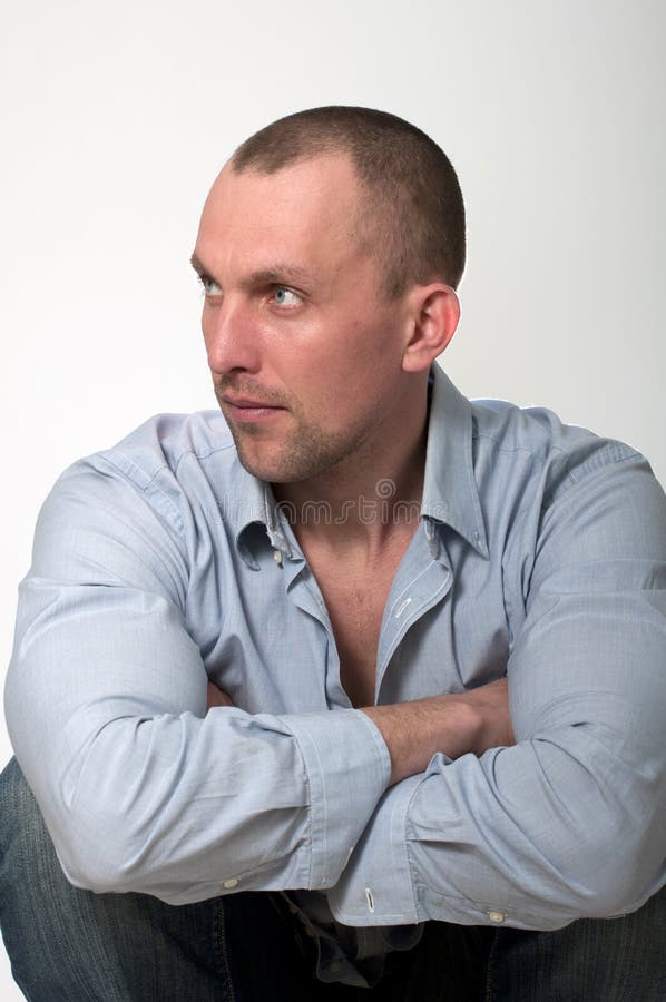 Portrait of Serious Young Men Stock Image - Image of thinking, body ...