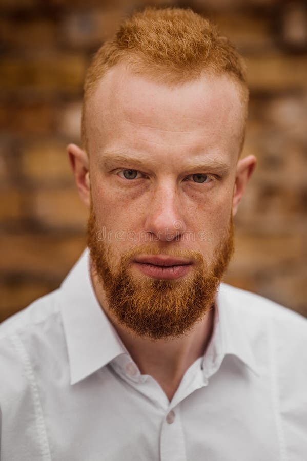Portrait of Serious Young Red Hair Man with Beard Stock Photo - Image ...