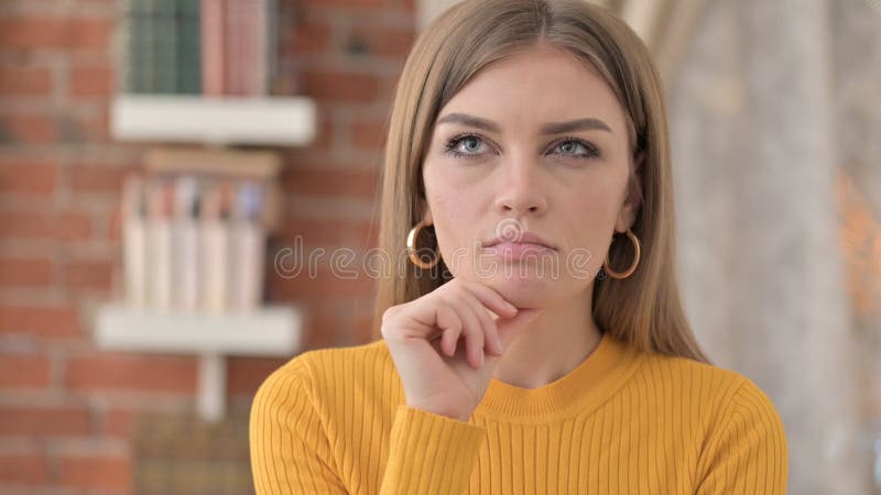 Portrait of Serious Young Woman Thinking about Something Stock Image ...