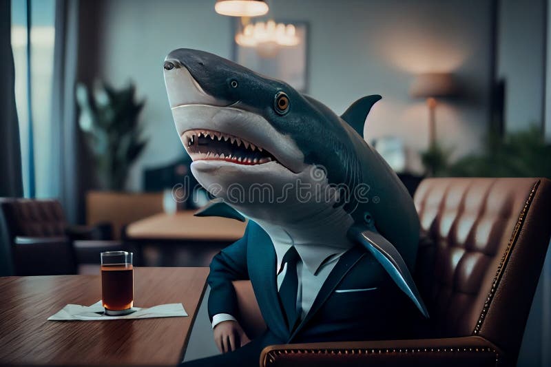 Portrait of Shark in a Business Suit, at the Office.generative Ai Stock ...