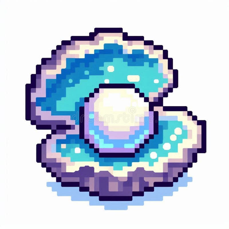 Portrait of Shells with Pearls, Pixel Art Stock Illustration ...