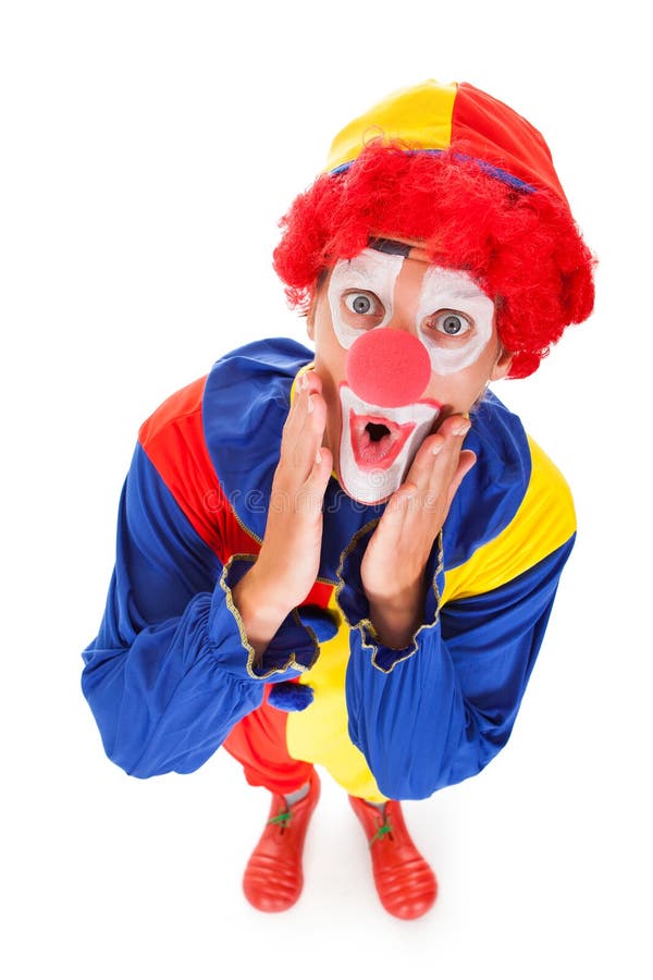 Portrait of a Shocked Clown Stock Photo - Image of isolated, angle ...