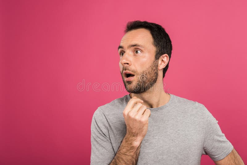 Portrait of Shocked Man Looking Aside, Isolated Stock Image - Image of ...