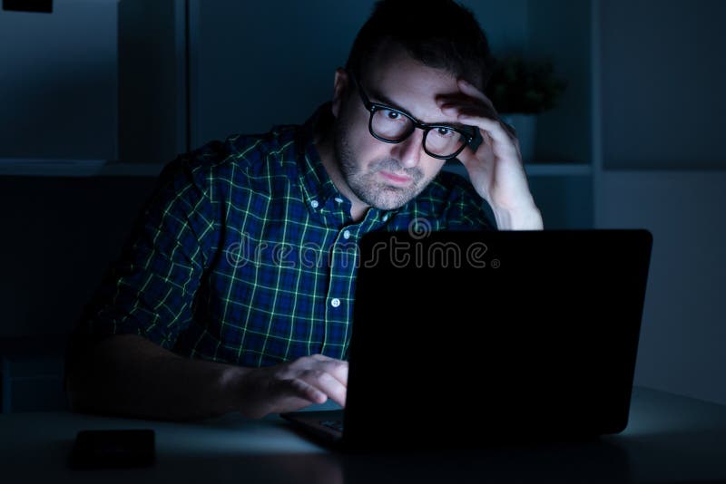 Portrait of Shocked Man Reading Bad News on Laptop Stock Photo - Image ...