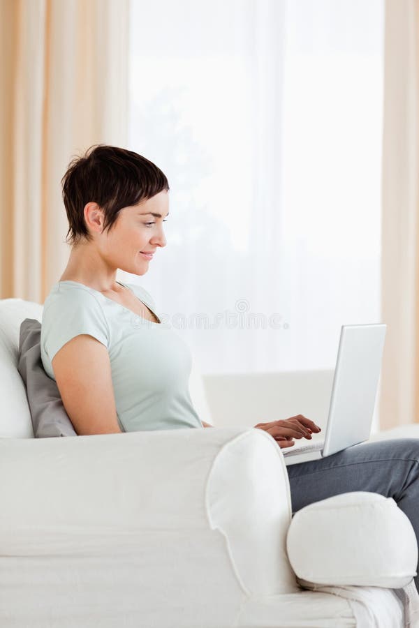 Portrait of a Short-haired Woman Work Stock Photo - Image of model ...