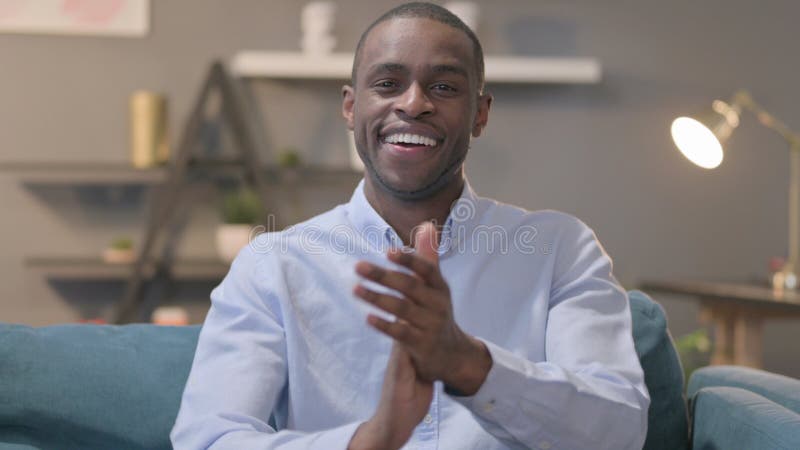 Portrait Shot of Happy African Man Clapping, Applauding Stock Image ...