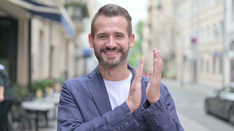 Portrait Shot of Happy Man Clapping, Applauding Stock Footage - Video ...
