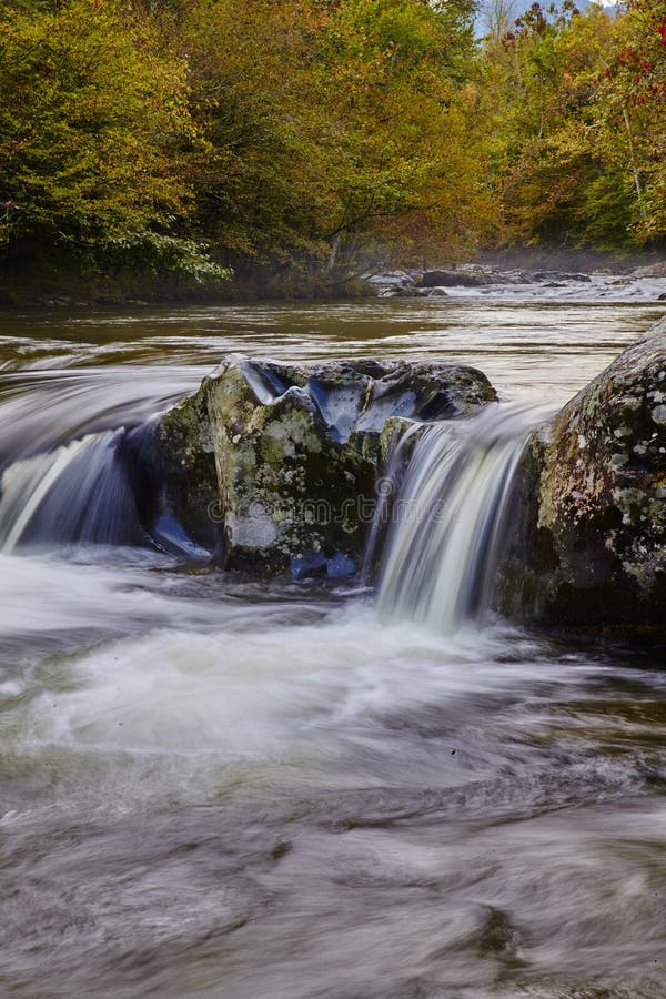 Portrait Shot of a Shallow Waterfall Streaking Over Boulders Stock ...
