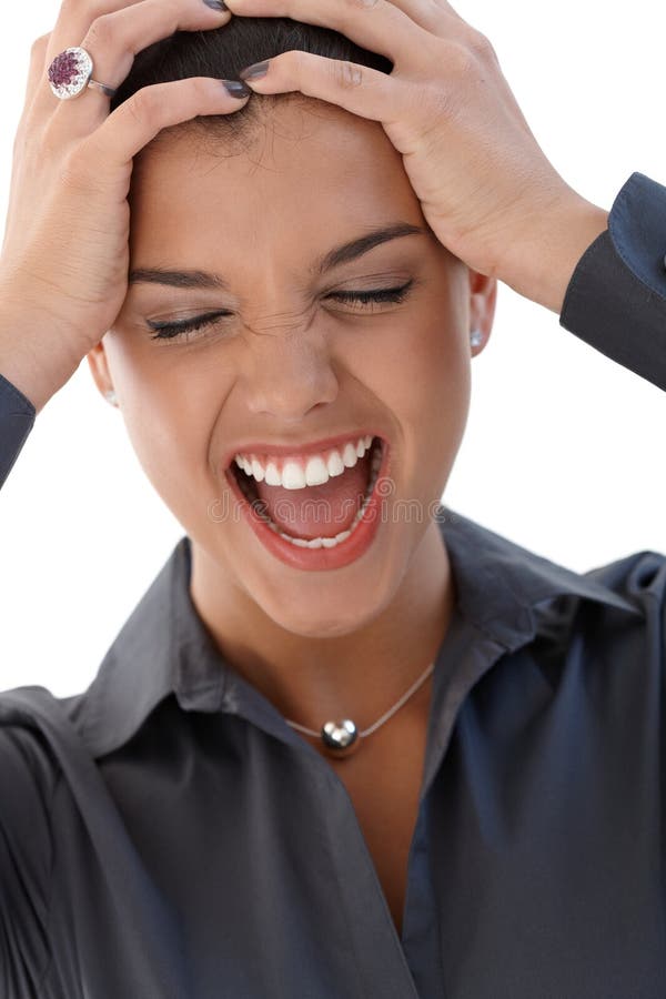 Portrait of shouting woman stock image. Image of adult - 19855763