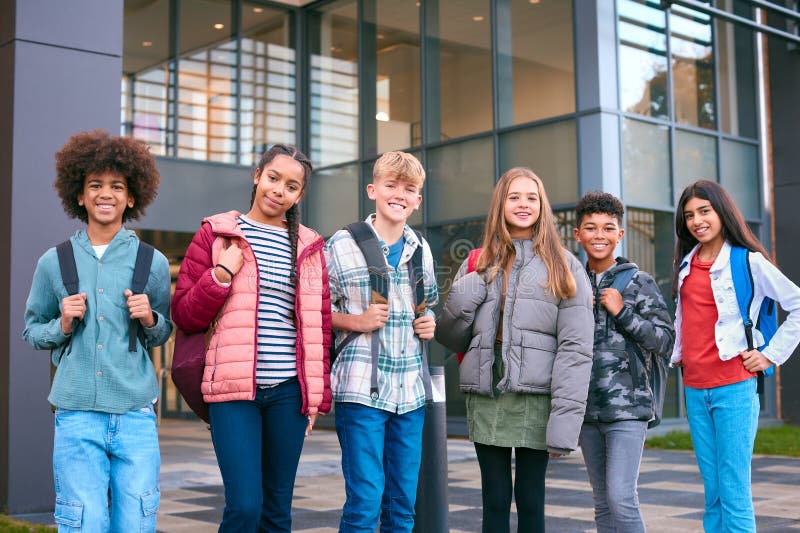 Portrait Showing Class of Secondary or High School Pupils Standing ...
