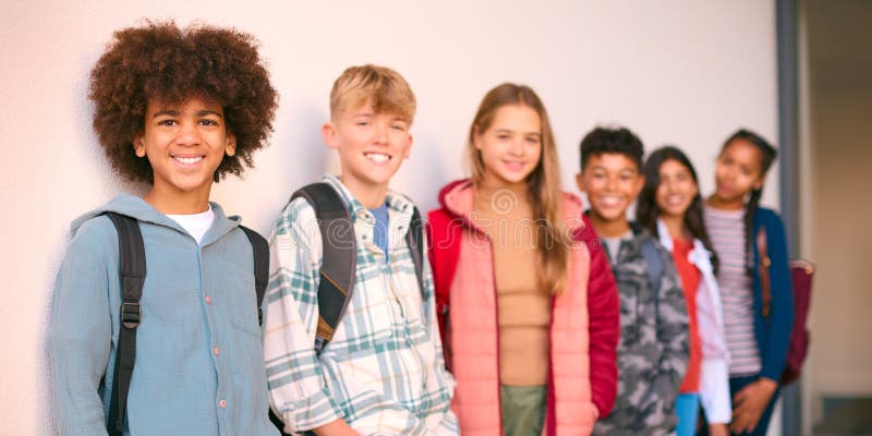 Portrait Showing Class of Secondary or High School Pupils Standing ...