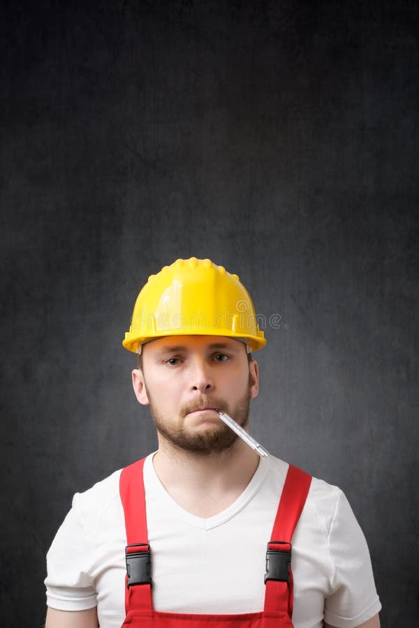 Portrait of a Sick Construction Worker Stock Photo - Image of builder ...
