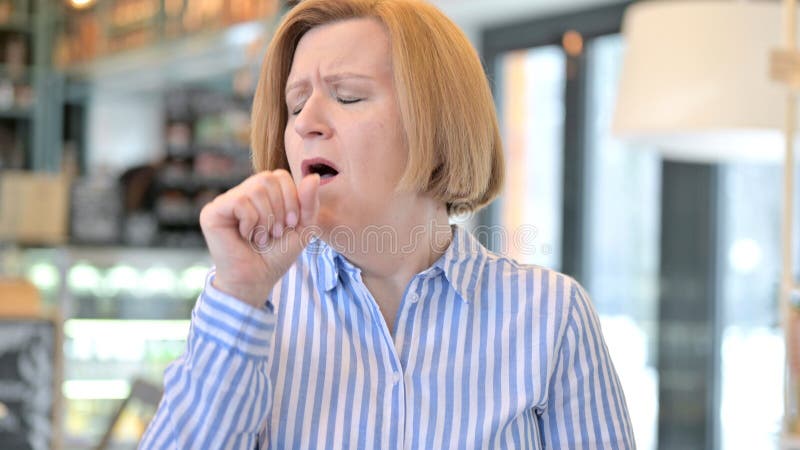 Portrait of Sick Creative Old Woman Coughing Stock Image - Image of ...