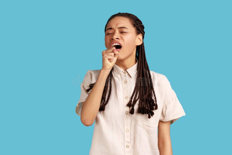 Smiling Woman with Dreadlocks Pointing Away with Finger, Showing Blank ... Smiling Woman with Dreadlocks Pointing Away with Finger, Showing Blank ...
