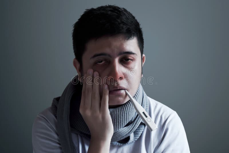 Portrait of sick young men stock image. Image of home - 183258401