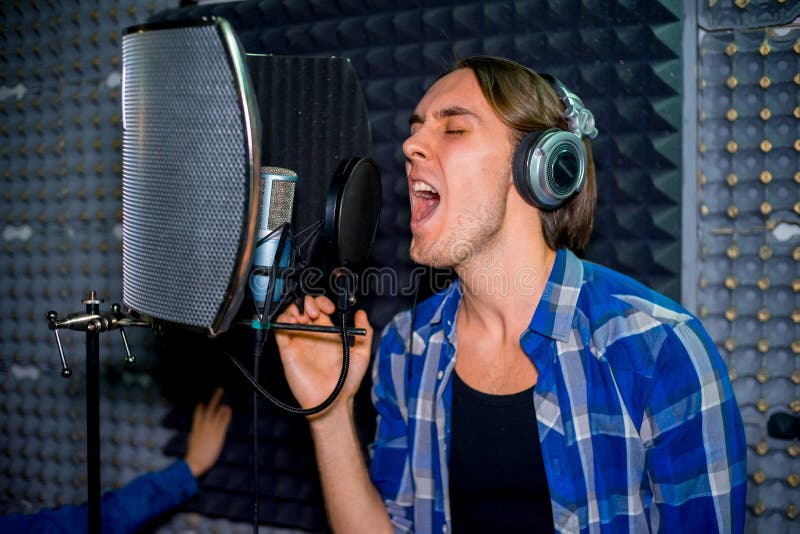 Singer in a Recording Studio Stock Image - Image of keyboard, engineer ...