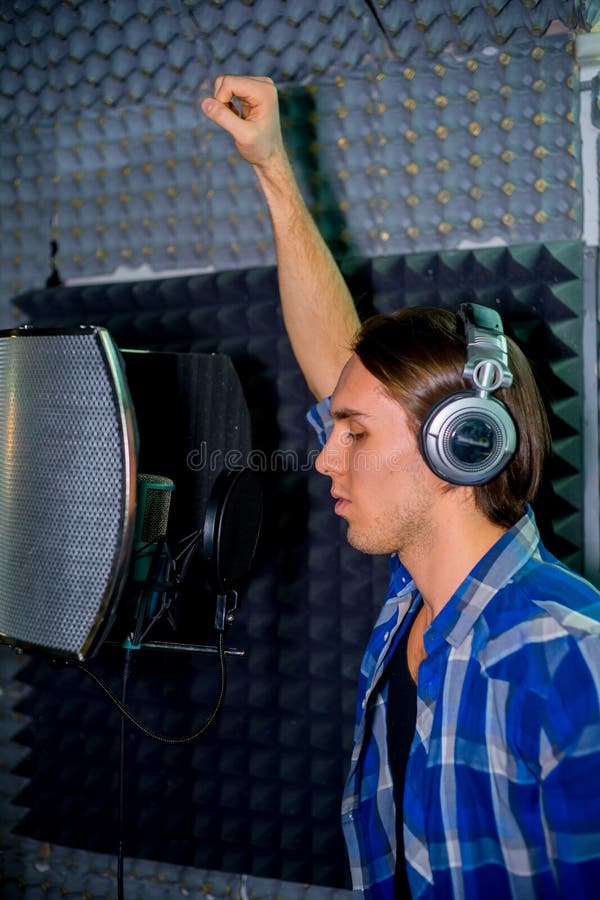 Singer in a Recording Studio Stock Image - Image of media, professional ...