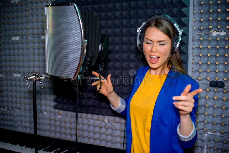 Singer in a Recording Studio Stock Photo - Image of panel, listening ...