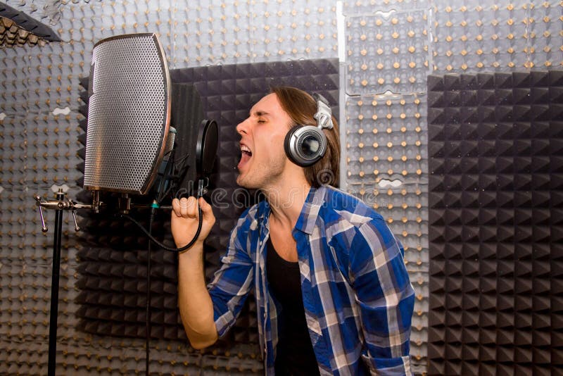 Singer in a Recording Studio Stock Image - Image of production ...