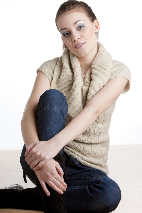 Portrait of sitting woman stock image. Image of adults - 10511283