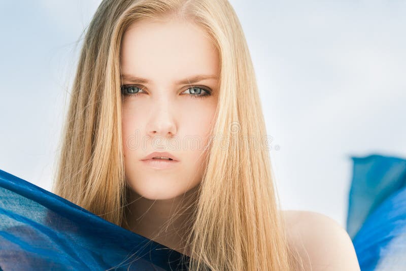 Portrait in sky stock photo. Image of youthful, female - 26027642