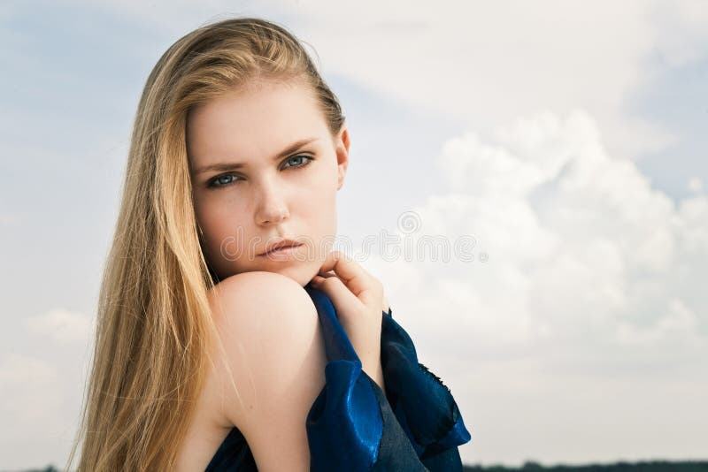 Portrait in sky stock image. Image of nature, space, woman - 26027909