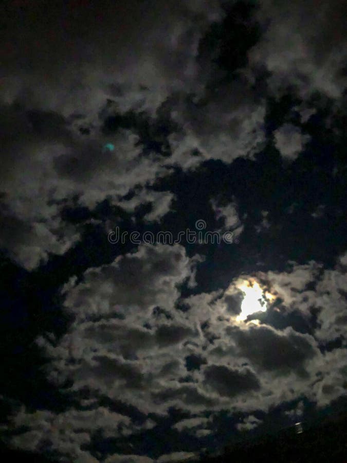 Portrait of Dark Cloudy Sky and Moon Stock Photo - Image of night, moon ...