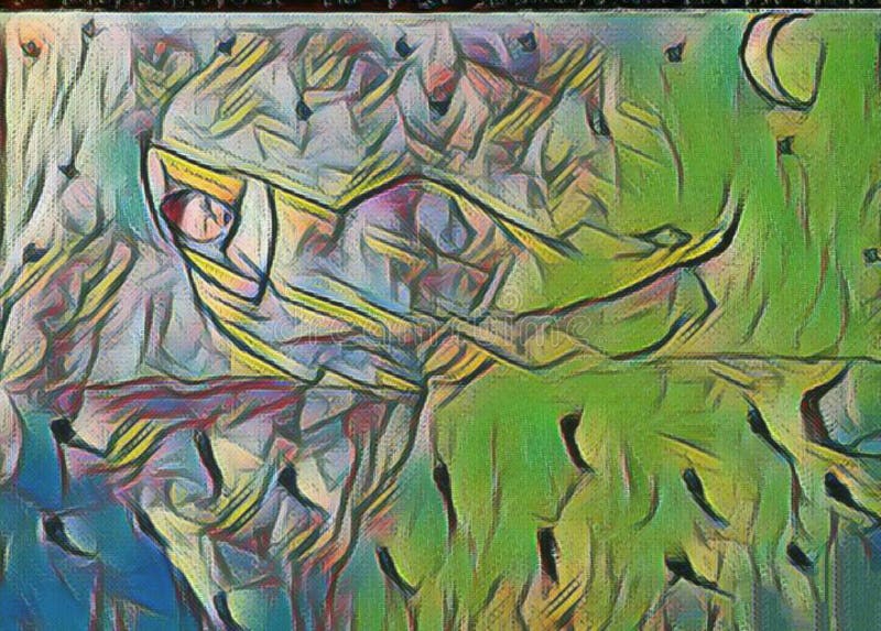 Portrait of sleeping women stock illustration. Illustration of ...