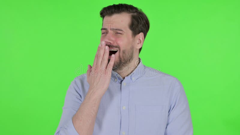 Portrait of Sleepy Man Yawning, Green Screen Stock Footage - Video of ...