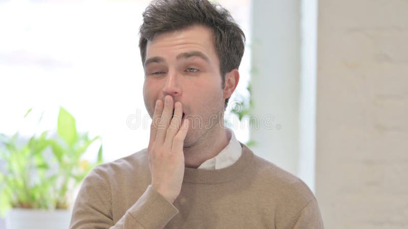 Portrait of Sleepy Man Yawning Stock Photo - Image of tired, yawning ...