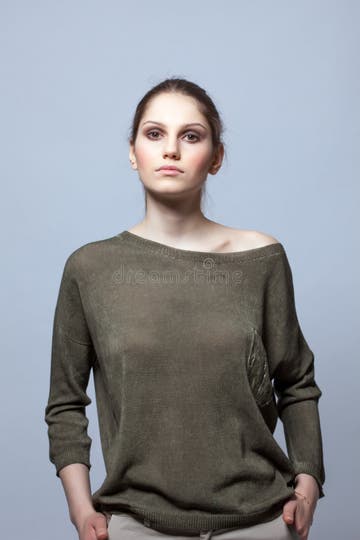 Portrait of Slender Model Posing in Modern Clothes Stock Photo - Image ...