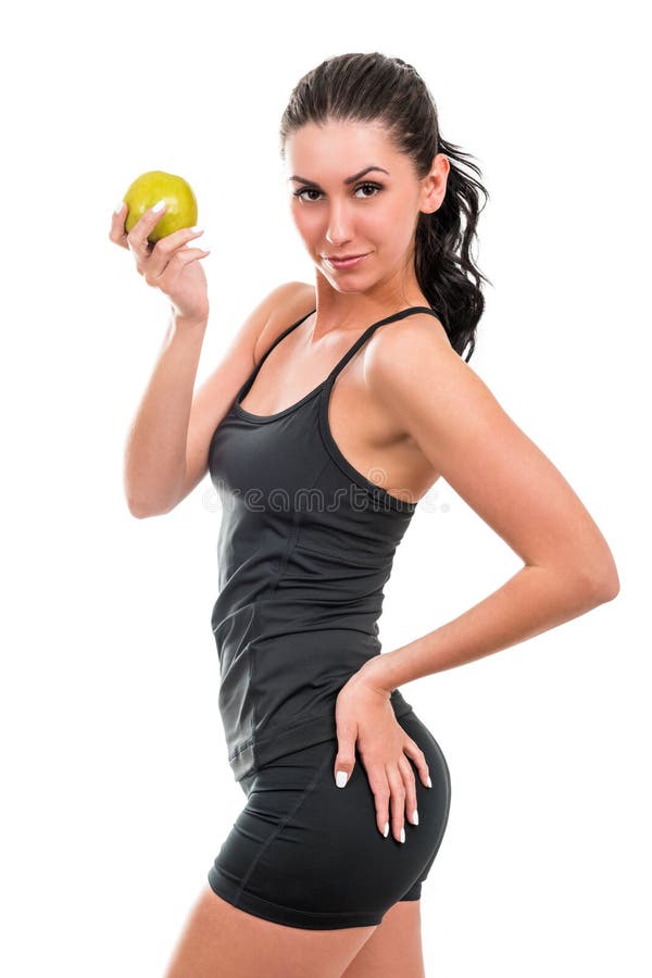 Portrait of Slim Beautiful Woman Stock Image - Image of food, happy ...