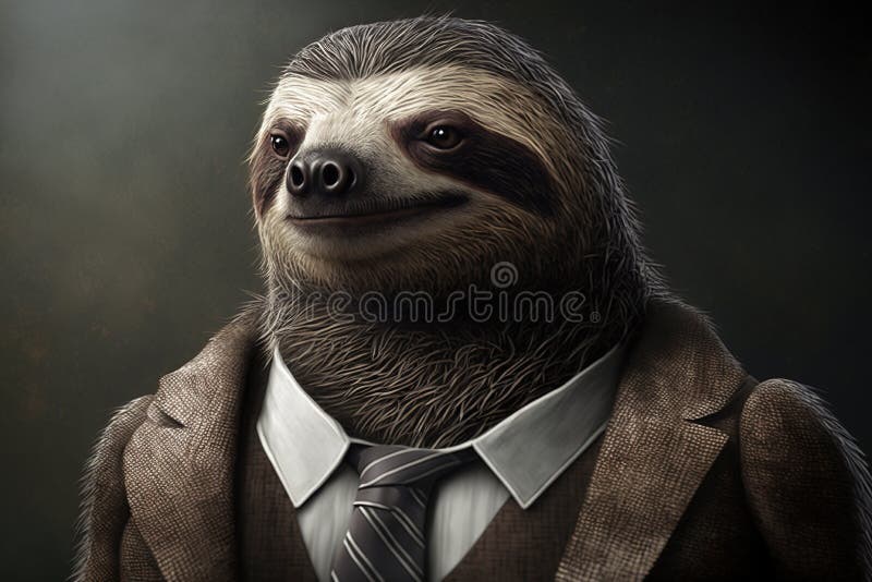 Portrait of Sloth in a Business Suit. Generative AI Stock Illustration ...